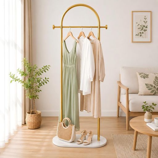 【多機能仕分け収納で整理整頓が楽々】:このハンガーラックは衣服をかける横棒に加え、両サイドにフックが付いているため、傘やバッグ、マフラーなど日常でよく使う小物をすっきり収納可能 底部には収納ボックスや靴を安定して置けるので、玄関や寝室での整...