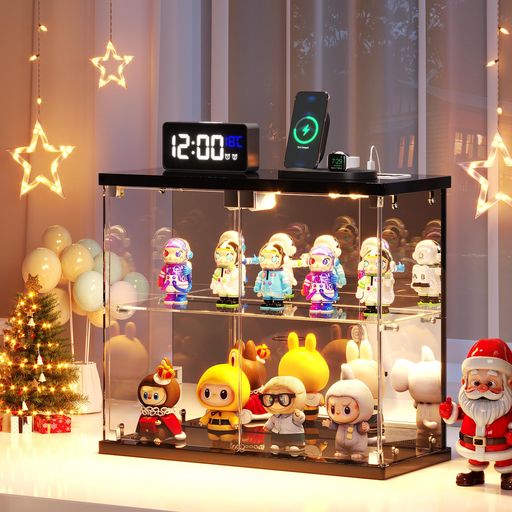 【3色調変更可能LED照明】 ホワイト、ウォームイエロー、ブルーの3色調LEDライトを内蔵し、明るさも調節可能。お部屋の雰囲気やコレクションに合わせて光色を選べ、暗い場所でもコレクションをくっきりと美しく展示します。 【マグネット式ポップア...