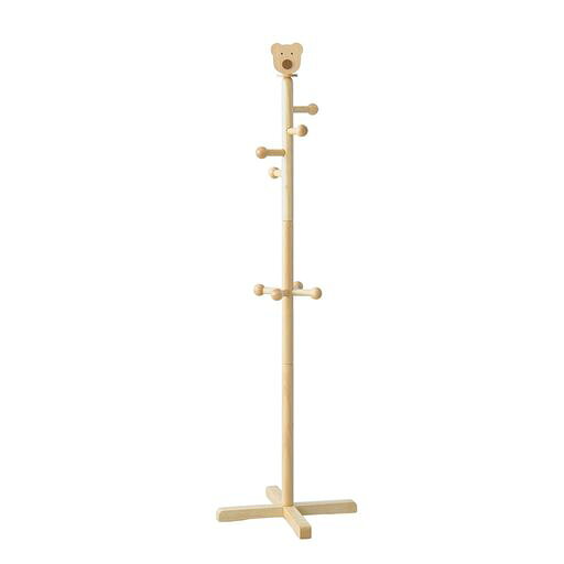 商品サイズ(約):幅40x奥行40x高さ133cm 商品重量(約):1.5kg 耐荷重(約):フック1本あたり2kg 素材:天然木(ラバーウッド)・繊維板 塗装:ラッカー塗装 2WAY仕様、ベース裏フェルト付き、フック8本、組立商品