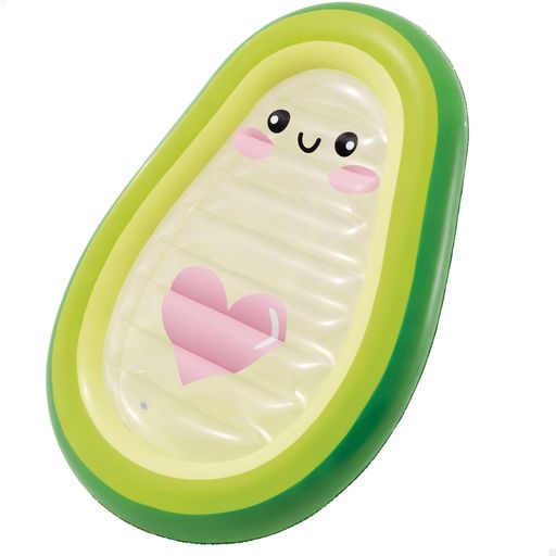 デザイン: にっこりとした顔とハートマークが描かれたアボカドをモチーフにしたポップなデザインのフロート サイズと重量: 膨らませた際のサイズは約 165 x 114 x 23 cm で本体重量は約 1.44 kg の 1 人用設計 透明なボ...
