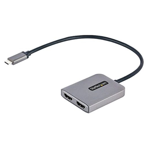 マルチモニター構成:DSC対応USB-C DP 1.4 ホストデバイスから最大2台の4K60Hzディスプレイに接続可能なUSB Type-C - デュアル HDMI MSTハブ/分配機。USB給電。HDR、2ch HDMIオーディオ、HDC...