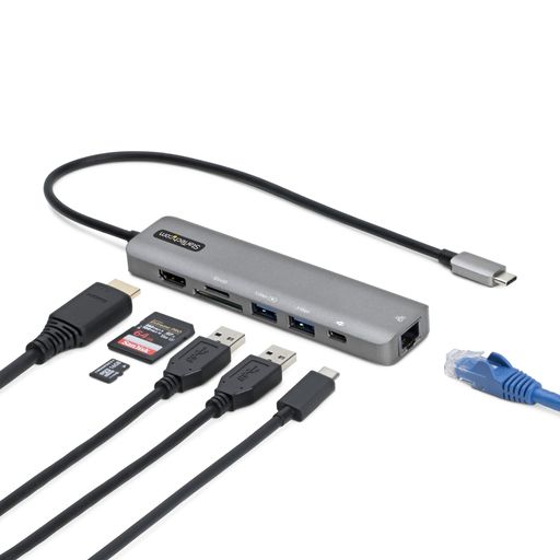 7機能マルチポートアダプタ:HDMI2.0b(HDR10)4K/60Hzビデオ出力、2ポート5GbpsUSB-Aハブ(BC1.2急速充電ポート)、100WPD、MicroSD&amp;SDカードリーダー、ギガビットイーサネット、ウルトラワイ...