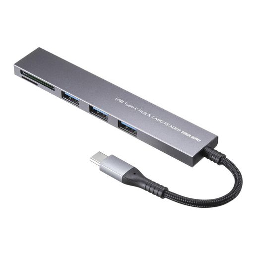超スリムで持ち運びに便利なUSB 5Gbps 3ポートのUSBハブ(カードリーダー付き)です。 断線に強いメッシュケーブルタイプです。 高級感のあるアルミボディです。 スーパースピードモード(5Gbps・規格値)に対応しています。 コンパク...