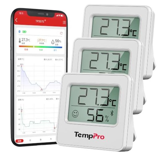 【スマホ連携・アラーム機能】専用アプリと接続すれば、離れた場所からでもお部屋の温度・湿度をスマートフォンで確認できるブルートゥースデジタル温湿度計。測定値は約10秒ごとに更新され、通信距離は障害物のない環境で約80m。温湿度が設定した範囲を...