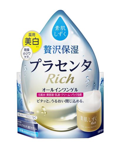 乾燥 商品タイプ:ジェル 化粧水+乳液+美容液+クリーム+パックの5つの効果が1品で。 乾燥による小じわと美白ケアが同時にできる初のオールインワンゲル。 ゲルが肌の上で、水滴(浸透、吸着の2つのヒアルロン水)に変化。 ナノサイズのしずくが、...