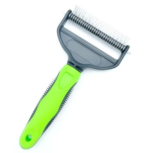 ペットの抜け毛除去・毛玉ケア用 ダブル刃設計(粗目・細目)で毛玉をスムーズに除去し、抜け毛ケアとブラッシングを同時に実現 丸みのある刃先で皮膚を傷つけにくく、敏感な犬猫にも安心して使えるやさしい設計 長毛犬・長毛猫に最適、絡まった毛や下毛を...
