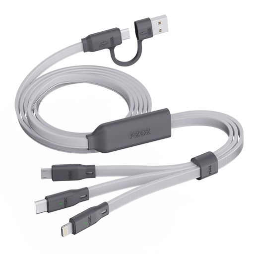 【3 in 1デザイン&amp;100Wリアルファストチャージ】この充電ケーブル 3in1は最大100Wで充電します。純銅線と認定E-Markチップを搭載したこのUSB C充電ケーブルは、抵抗を減少させ、最大5Aの充電電流を可能にします。 ...