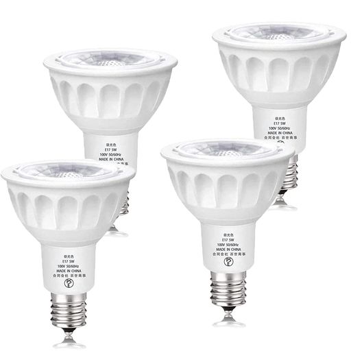 INDOOR USE ONLY 【製品仕様】口金:E17 、消費電力:5W(50W形相当) 、全光束:500LM、定格電圧:100V-120V、周波数:50/60HZ、色温度:6000K(昼光色相当)、演色性:RA80+、ビーム角度:40°...
