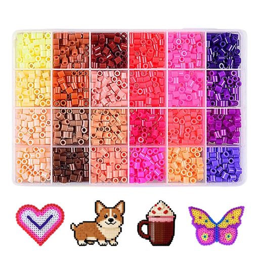 【5mmサイズの創造的可能性】 5mmのサイズをアイロンビーズセットに。小さいビーズで繊細なディテール表現が可能で、立体的な形状を構築できます。微細なディテールから大型立体作品まで対応可能。ハートの輪郭や動物の目などの微細部分から、3Dの建...
