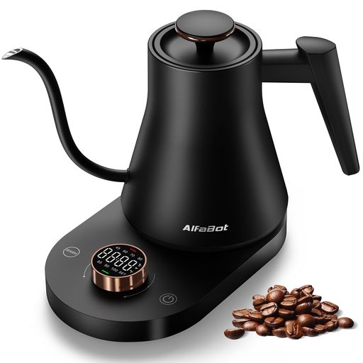 【プロ級のコーヒー体験を実現!1°C単位の精密温度制御】AlfaBot電気ケトルは、コーヒー愛好家のための「コーヒーケトル」として開発。インテリジェントな温度制御チップを搭載し、40°Cから100°Cまで1°C単位で細かく設定可能。さまざま...