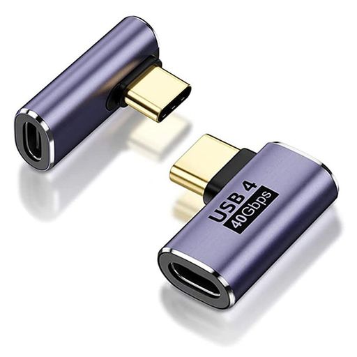 【USB-C L字 変換アダプタ】90度USBCオス-メスアダプターは、デバイスのUSB-Cポートを摩耗から保護し、90度直角設計で、ケーブルの抜き差しが便利になります。 【40Gbps高速伝送&amp;4K/8K映像対応】超高速40Gbp...