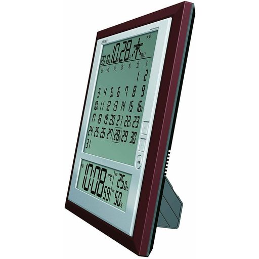 メーカー型番:SQ421B サイズ:28.6x29.0x2.5cm(掛けた状態) 27.9x29.0x10.3cm(置いた状態) 本体重量:0.82kg 素材・材質:プラスチック枠 原産国:中国 ムーブメント:電波修正機能(40kHz/60...