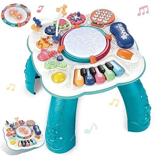 【商品仕様】多機能楽器玩具(ミュージカルテーブル、青)x 1 、サイズ(組み立てた後。):32x32x32cm。数多のバリエーションで音や音楽が鳴って楽しい玩具だ。 【夢中になれる音楽玩具】はゆかいなサウンドにライトアップが楽しい、はじめて...