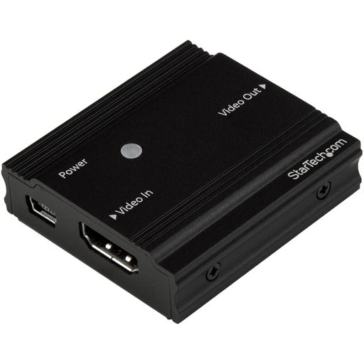 ビデオソースから10m離れた場所で4K60Hzの優れた画質を実現 1080p解像度の場合、ビデオソースから35mの延長が可能 外付けACアダプタ不要で目立たない設置が可能 最長35mの延長が可能 標準HDMIケーブル2本と使用