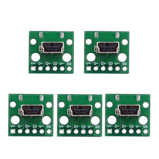 DIY OEM USB2.0 Mini-Bメスレセプタクルソケットコネクタ垂直PCBマウントアセンブリ付きはんだタイプ480Mbps 5個/セット 高速: USB2.0 ホストおよびデバイスで使用する場合、最大 480 Mbps のスループ...