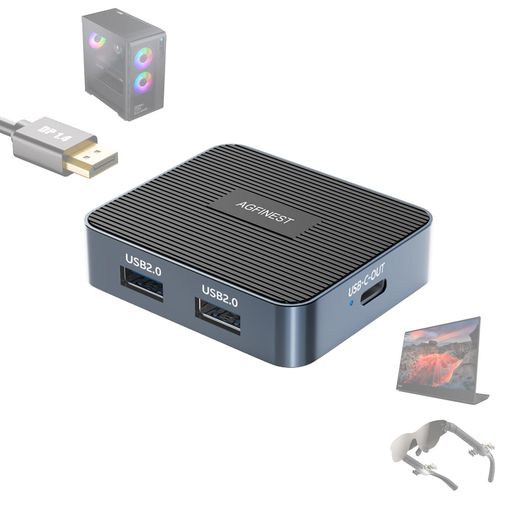 デスクトップPCやグラフィックボードのDisplayPort出力をUSBType-Cに変換し、ARグラスやポータブルモニターでPCゲーム・映画・デザイン作業を楽しむためのアダプターです。同時に3つのUSB2.0ポートを追加できるため、ワイヤ...