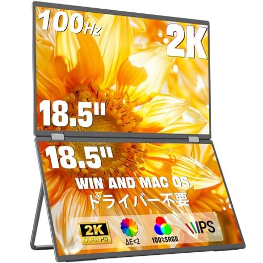 写真やビデオの編集 【2K QHD 超高解像度・100Hz 100% sRGB色精度・非光沢IPSパネル】18.5インチIPSモバイルモニターは、2K解像度(2560x1440)と100% sRGB色域、100Hzリフレッシュレートを備え、...