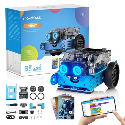 【遊びを通じてpythonを学ぶ】mBot2プログラミングロボットは、歌わせたり、ライトを変えて動かしたり、ひっくり返して怒らせたりすることができます!mBot2は100%プログラム可能で、8歳から12歳の子供向けに設計されています。無限の...