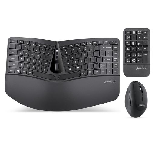 【全てそろう3点セット】サイズ35.1x22.7cmのコンパクトなキーボードと小型の垂直型マウス、テンキーの3点セット。長時間使用しても疲れにくいエルゴノミクス設計を採用。ご注意:本製品は英語配列キーボードです。 【ワイヤレス2.4GHz】...