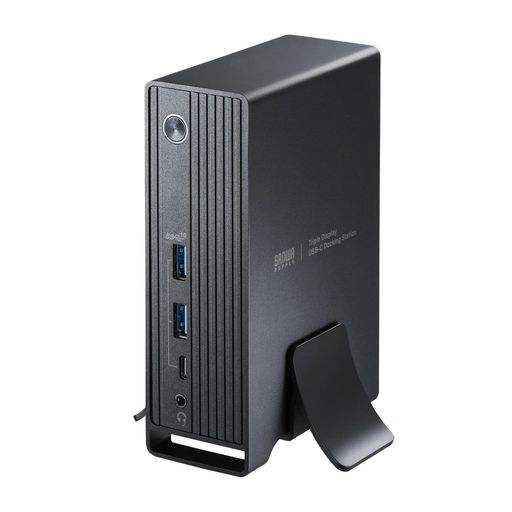 USB Type-Cケーブル1本でディスプレイ最大3台(HDMIx2+DisplayPortまたはVGAx1)へ映像出力ができるUSB Type-Cドッキングステーションです。 映像出力の他に、各種USBデバイス、有線LAN、オーディオの拡...