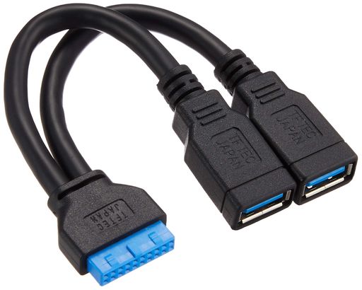 端子 : USB3.0 M/B接続用10ピン - USB A・メス(x2)