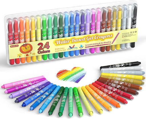 【使いやすい24色クレヨンセット】厳選された大人気の子供に向く24色クレヨンです。塗りカスが出ずに、非常に柔らかで滑らかな描き心地を持つので、力が無い子供でも鮮やかで美しい発色が体験でき、重ね塗りで作ったカラーもきれいです。専用ケースも付き...