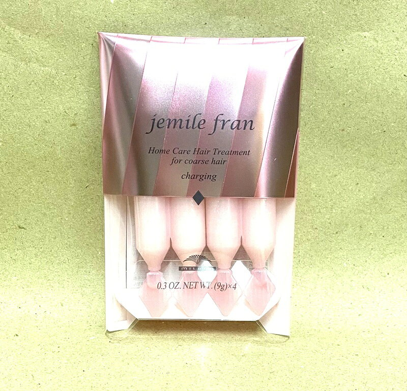 製品仕様 商品名 【ダイヤチャージング】ミルボン ジェミールフラン ダイヤチャージング （9g×4本 ）×1個 内容量 （9g×4本 ）×1個 成分 水、ジメチコン、DPG、ヒドロキシエチルセルロース、セタノール、セトリモニウムクロリド、ビ...