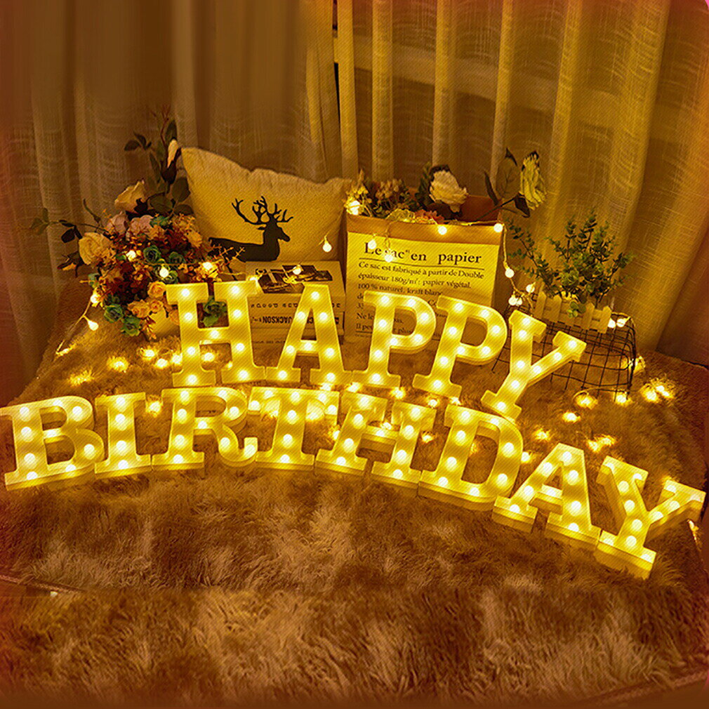 商品内容:HAPPY BIRTHDAY形 1セット【Lサイズ】:サイズ表のL文字をご参考くださいね。【DIY レターライト】:複数の文字を組み合わせて、さまざまな単語を作ることができます。「 I LOVE YOU」、「MARRY ME」、「...