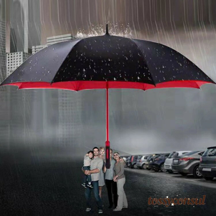 豪雨や強い風から全面的に保護してくれる超大判傘。【直径135cmの超特大サイズ】普通の傘より圧倒的な大きさで、大雨でも濡られるのを心配なし。雨漏りも心配なし、子供の送り迎えなど時、ご家族と傘1本だけ十分です。もう雨の日に濡れる心配なし。【優...