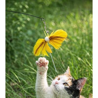猫 じゃらし 羽根付き 蝶々 猫 おもちゃ ネコオモチャ ねこじゃらし 羽根 天然羽 頑丈 釣竿 ワイヤー 木製のハンドル 猫玩具 一人遊び 猫のおもちゃ 黄色ブランド色イエローバタフライモデル 猫 おもちゃ商品説明【商品概要】Ӿ...