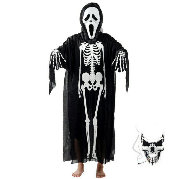 商品紹介 ハロウィン 衣装 髑髏 カラー 写真通り 素材 ポリエステル セット内容 カメン＋服＋手袋 （※他は商品に含まれません） サイズ 【S】90cm 【M】118cm 【L】120cm 製作元 中国(チャイナ) 洗濯表示 ※装飾品の中...