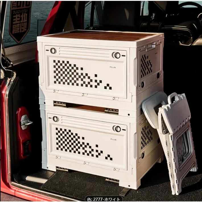 フリップトップ蓋付き高品質折りたたみ式アウトドア収納ボックス - キャンプ、ピクニック、車のトランク＆家庭用オーガナイザー、ピクニック必需品キャリア、キャンプ用品、箱、キャビネット、アウトドアストレージ用ラック 注意事項 写真は実物と同じよ...