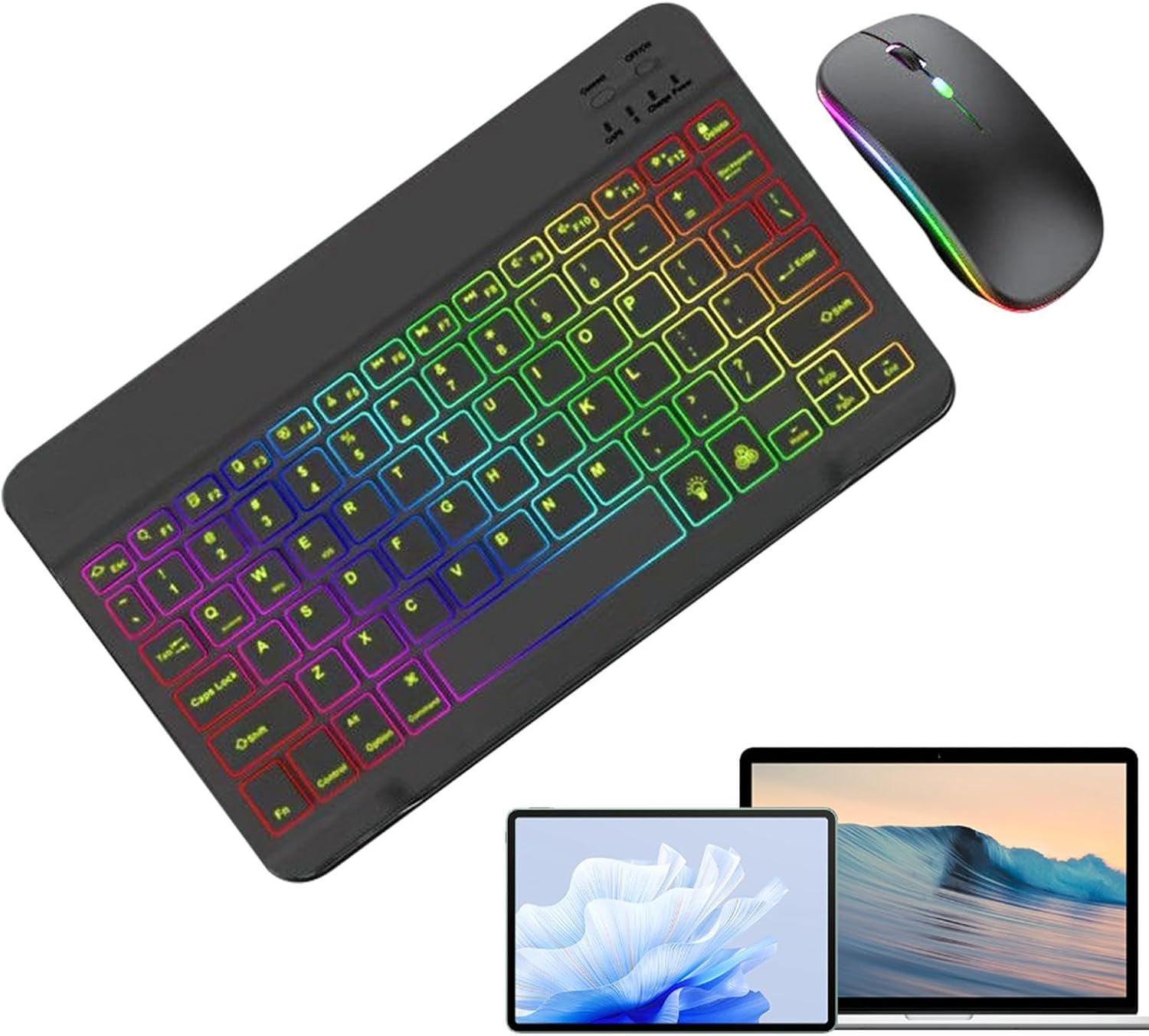 強化されたタイピング体験: ワイヤレス キーボードとマウスのバックライトは、応答性の高いキーで強化されたタイピング体験を設定し、学校、仕事、またはゲームで快適かつ効率的なタイピングを可能にします。 カスタマイズ可能なバックライト: 7 つの...