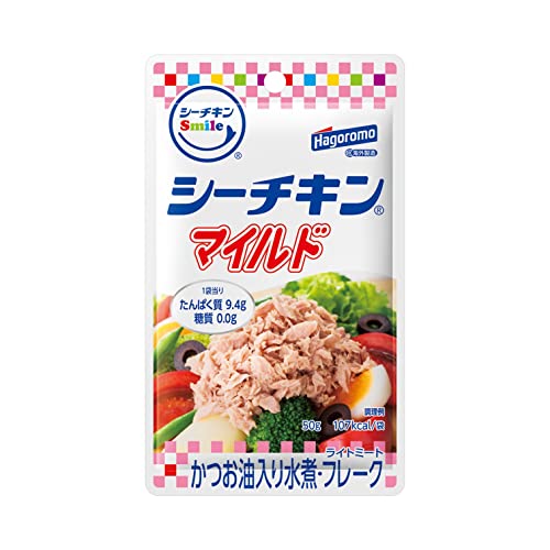 -/50グラム (x 6)/-・FlavorName:マイルド・パッケージ個数:1・パウチ商品紹介 かつおを原料に使用した、油入り水煮タイプのシーチキンです。料理に使いやすく食べやすいように細かくフレーク形状にしました。 内容量50gと単身...