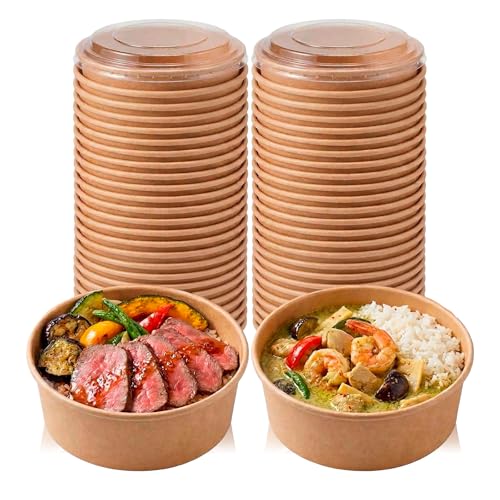 ナチュラル/750/CB-1・SetName:750 50個セット・【サラダ・丼・お惣菜まで幅広く使える】 サラダボウルとしてはもちろん、牛丼や親子丼などの丼メニュー、唐揚げやポテトなどの軽食、お惣菜の持ち帰り容器としても使いやすいサイズ感...