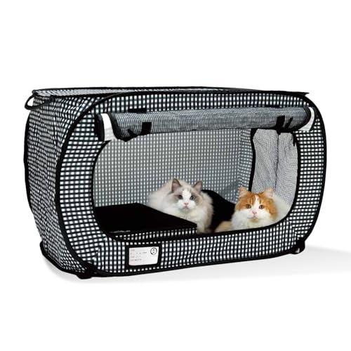 ポータブルケージ+トイレブラック/81L x 51W x 51H cm/DC-0004-JP・Style:ポータブルケージ+トイレ・パッケージ個数:1・【猫壱の大人気「ポータブルケージ」と「ポータブルトイレ」がセットで登場】ポータブルケージ...
