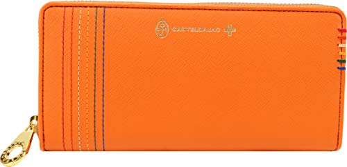 カジュアルオレンジ/**/-・Size:**Color:オレンジ・パッケージ個数:1・**/高さ9.5・幅19.5・まち2cmカード入れ18カ所・牛革