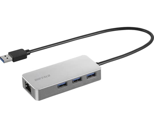 シルバー/-/-・パッケージ個数:1・モバイル向けFLEXUSシリーズ。コンパクトなUSB-HUB付LANアダプター・有線LANポートが無いタブレットPCや任天堂switchを安定した有線LANで使用できる。・USB3.2（Gen1）3ポー...