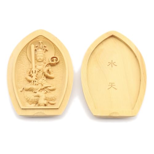 木目調/小/17541・サイズ/縦6.2cm、横4.5cm・材質：柘植（ツゲ）・生産国：中国懐中仏/香合仏 守り本尊等を蓮弁形式の中に彫り、いつでも持ち歩けるようにしたもの。
