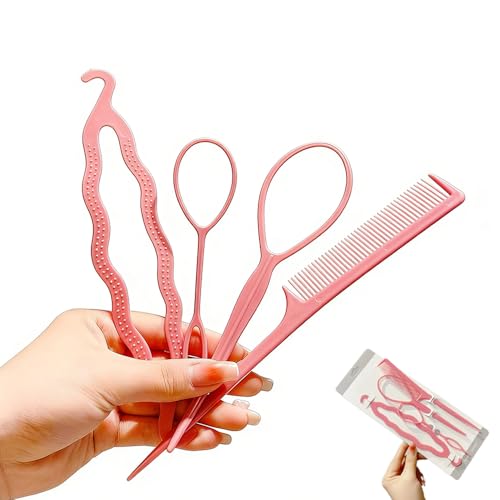 NOLL/-/-・【ヘアセット】ピンクが手に入ります。ヘア編み目ツール、シニヨン作成器、エクステツール、櫛が付いています。・【耐久性柔軟性】高品質プラスチック製で、繰り返し使用できます。日常のヘアツールセットは曲げやすく、折れにくく、結び目...