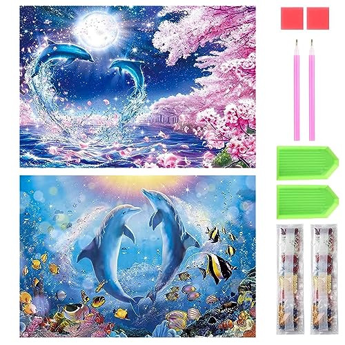 手芸キットイルカ頭2/約30×40 cm/-・Color:イルカ頭2・??セット内容：ダイヤモンド絵画セット2セット（フレームを含まない）、ダイヤモンドセット+ダイヤモンド粘筆+プラスチックトレイ+油絵布+粘土糊各2点を含む。油絵布サイズ：...