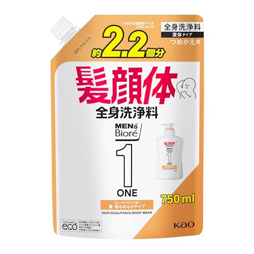 詰め替えオレンジ/750/-・Style:詰め替えFlavorName:フローラルサボンSize:750・髪、顔、体、全てをなめらかに洗えるメンズビオレ！商品紹介 髪、顔、体、全てを洗えるメンズビオレONEオールインワン全身洗浄料！独自開発...