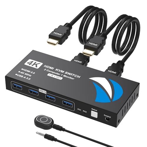 -/-/kvm usb hdmi-4k・【HDMI KVMスイッチ PC2台用】2入力1出力HDMI KVMスイッチは、2台のPC間で1台のHDMIディスプレイとUSB機器（キーボード、マウス、プリンター、USBストレージ等）を共有できる便...