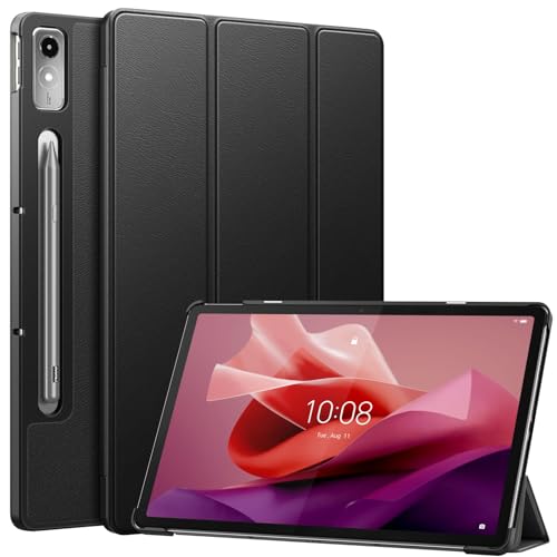 ブラック/12.7インチ/-・Color:ブラック・「対応機種」 2023年発売のLenovo Tab P12 12.7型タブレットのみ対応できる手帳式のケースです。（製品番号：ZACH0002JP）薄型かつ軽量化にした設計で、取り扱いやす...