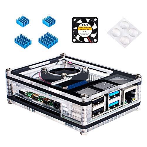 Pi 4ケース/-/-・raspberry pi 4 ケースための新しいデザインケースです。(ラズパイ4本体と電源は含みません)・高度なケースはあなたのラズパイを保護できる、すべてのポートはアクセスでき、透明なアクリル板で内部が見られます・...