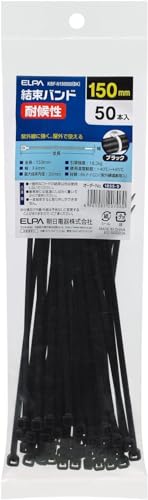 耐候性ブラック/150/KBF-N150050(BK)・Color:ブラックSize:150Style:耐候性PatternName:50本入り・パッケージ個数:1・■全長:150mm ■幅:3.6mm ■最大結束内径:35mm ■引張強度...