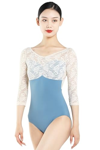 ブルー/S(155--160cm)/-・Color:ブルーSize:S(155--160cm)・ソフトで着心地が良く、通気性に優れたストレッチ素材を使用。・胸部分に裏地が付いた大人女性用ダンスウェア。・素敵なレースの装飾が、ダンスレオタード...