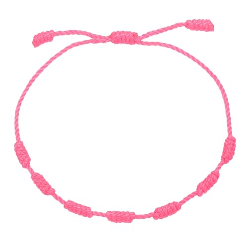 ローズレッド/ワンサイズ/-・パッケージ個数:1・カラー: ローズレッド; 調整可能サイズ: 13-26cm / 5-10インチ; 長さ: 26cm / 10インチ; 内容物: 7結びブレスレット×1個・特徴: この手作りブレスレットはクラ...