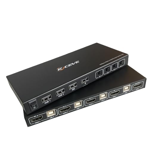 HDMI x 4系統入力 4Kブラック/177x78mm/-・Size:177x78mmSetName:HDMI x 4系統入力 4K・【4入力1出力 KVM切替器・省スペース】4台のパソコンを1組のキーボード・マウス・モニターで共有できる...