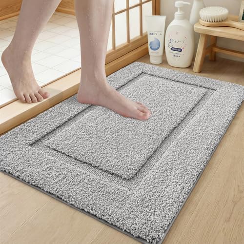 クラシックライトグレー/40cm×60cm/JP-WYFX-LG1・Size:40cm×60cmColor:ライトグレー・【ふわふわで一年中快適】ソフトなマイクロファイバー素材を使用したこのバスマットは、ふかふかでやさしい肌ざわり。足を乗せ...